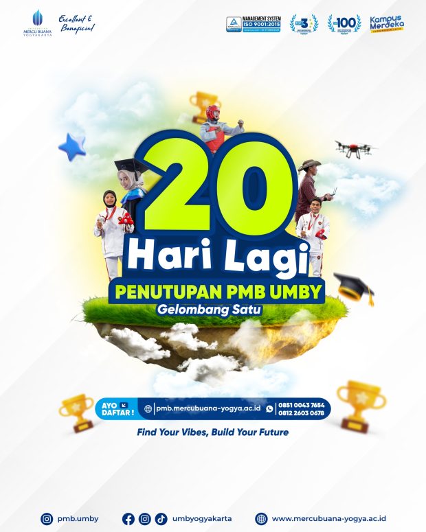 PENUTUPAN PENDAFTARAN GEL 1 TAHUN AKADEMIK 2025/2026 UNIVERSITAS MERCU BUANA YOGYAKARTA - PMB UMBY
